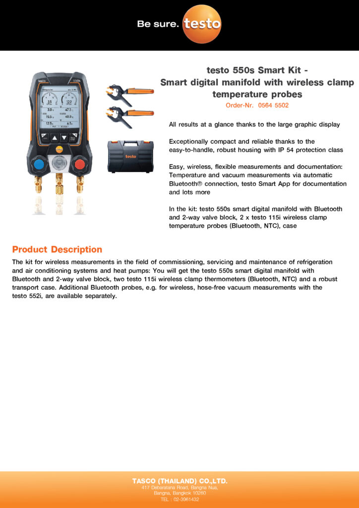 testo 550s Smart Kit - Smart digital manifold with wireless clamp ...