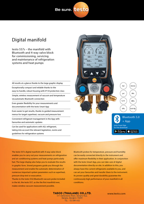 testo 557s Smart Vacuum Kit - Smart digital manifold with wireless ...